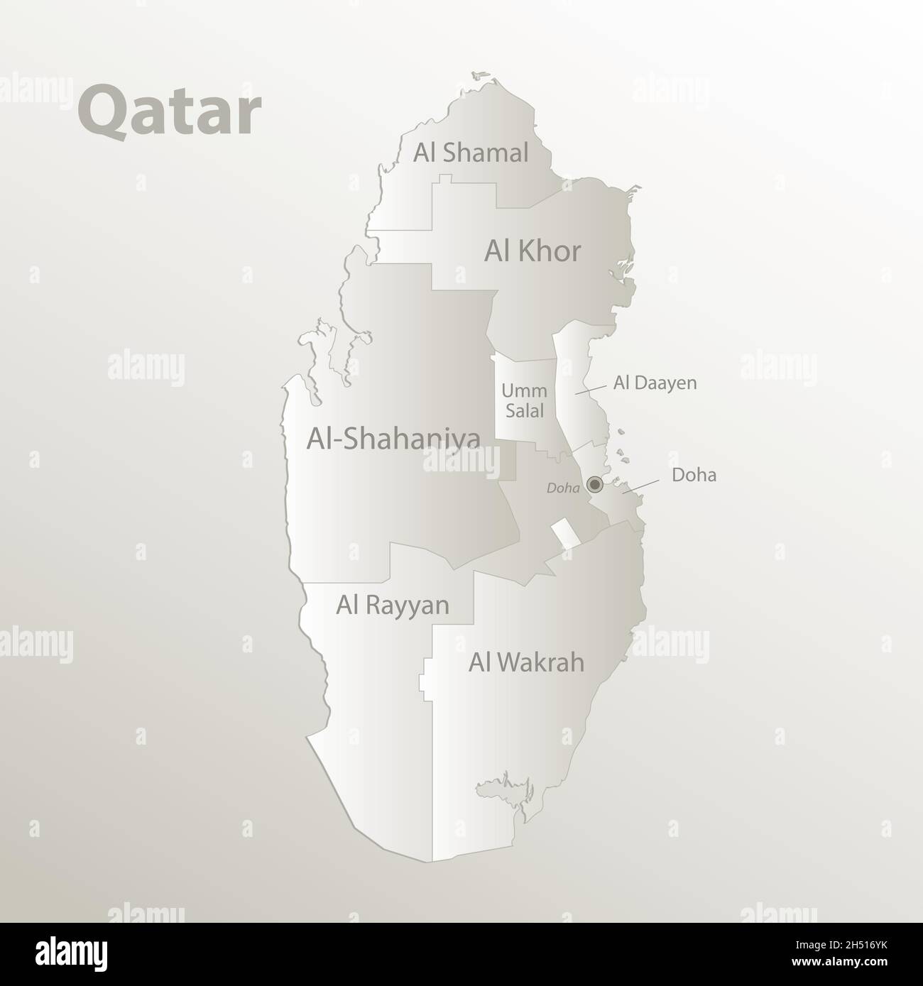 Qatar map, administrative division, separates regions and names ...
