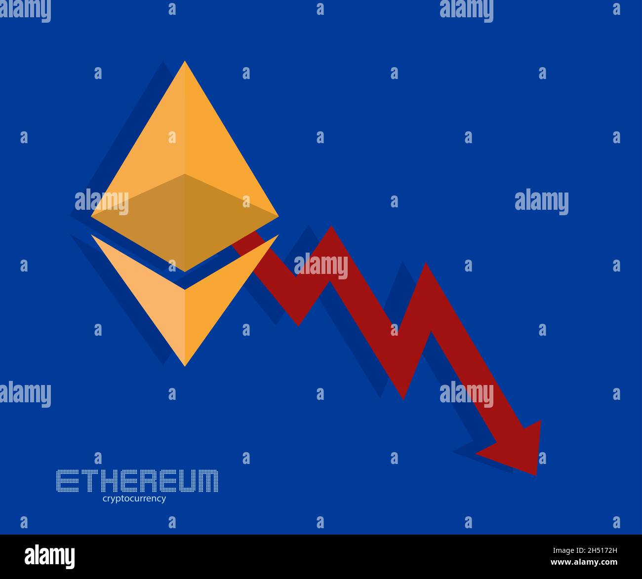 Ethereum and graph, price falling, bearish icon, background money vector Stock Vector Image ...