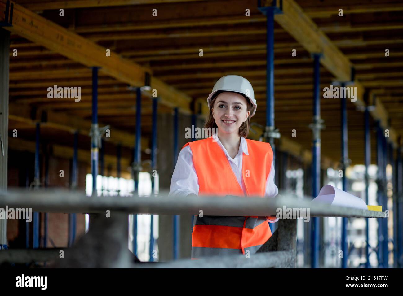 Architect or engineer working, browsing building project indoor of ...