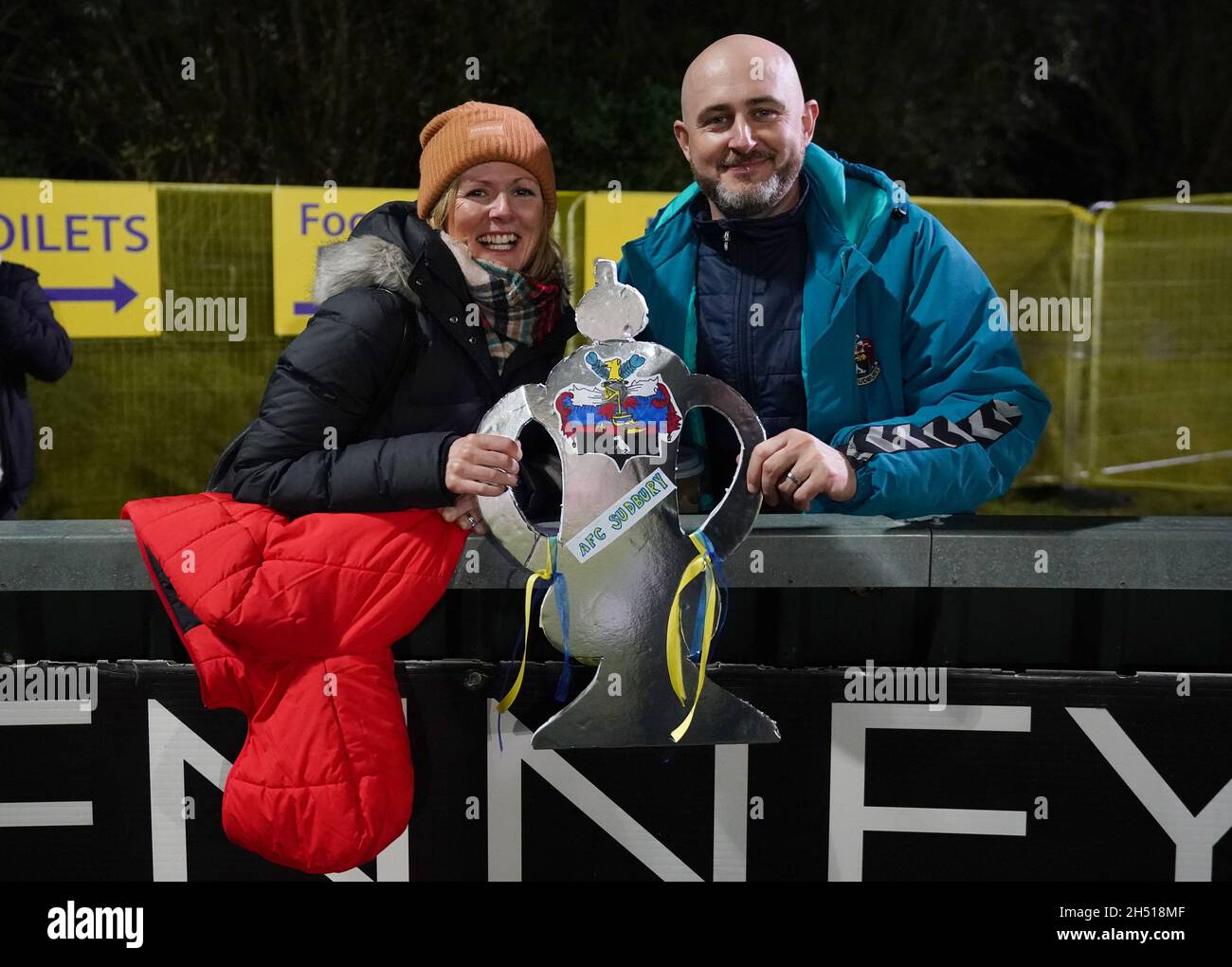 AFC Sudbury fans before the Emirates FA Cup first round match at The ...