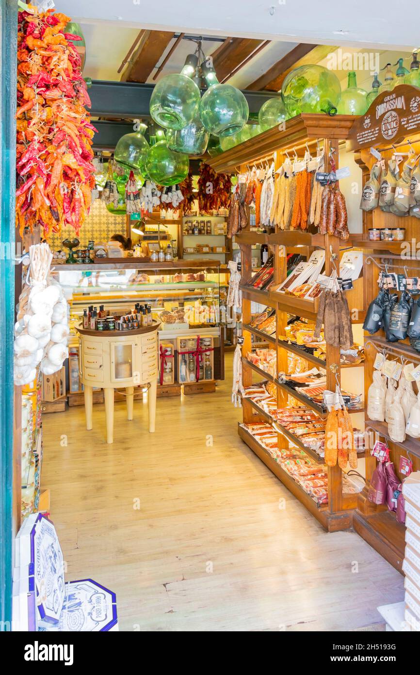 interior of delicatessen and food shop in Palma Mallorca Stock Photo ...