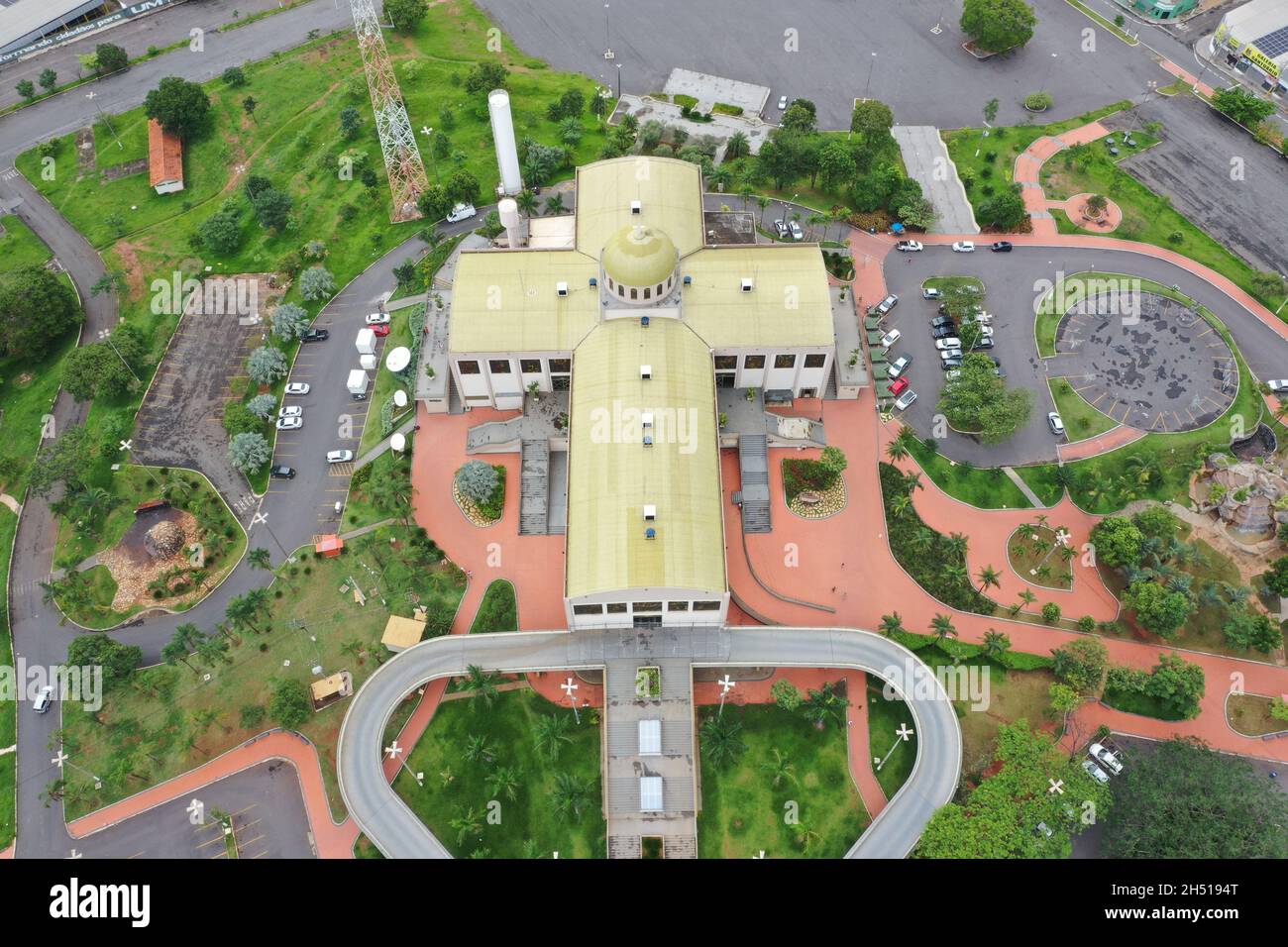 TRINDADE, BRAZIL - Jan 02, 2021: An aerial view of the Basilica of the ...