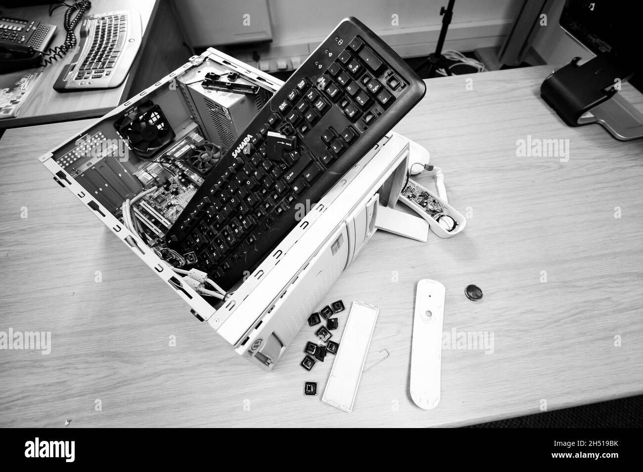 Broken computer monitor Black and White Stock Photos & Images - Alamy