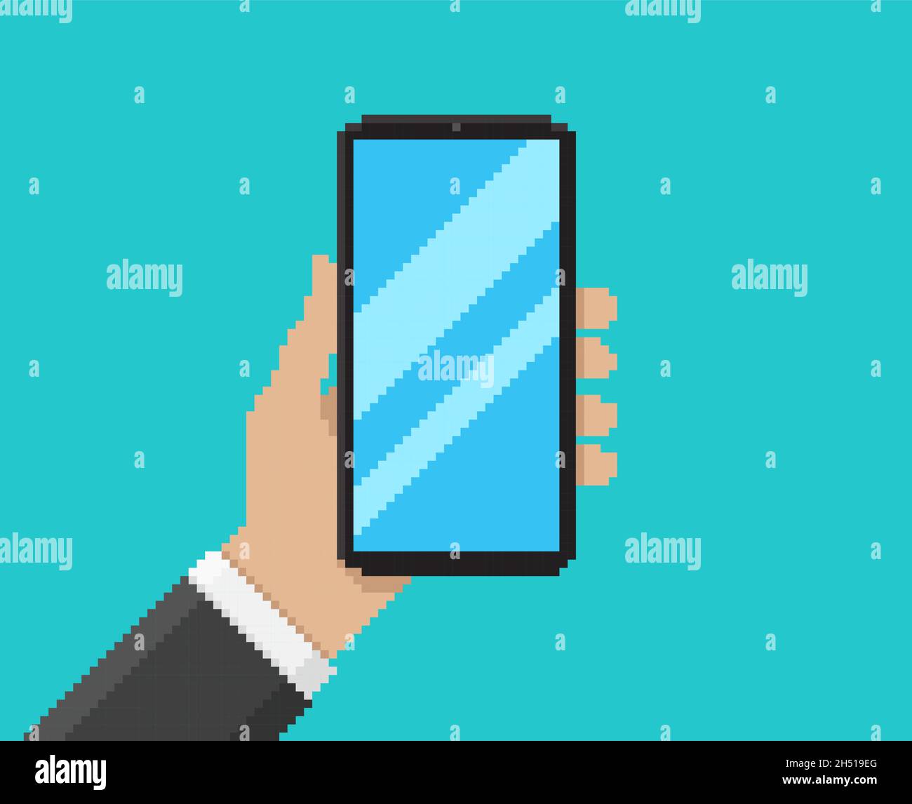 Pixel art vector illustration of hand holding mobile Stock Vector Image ...