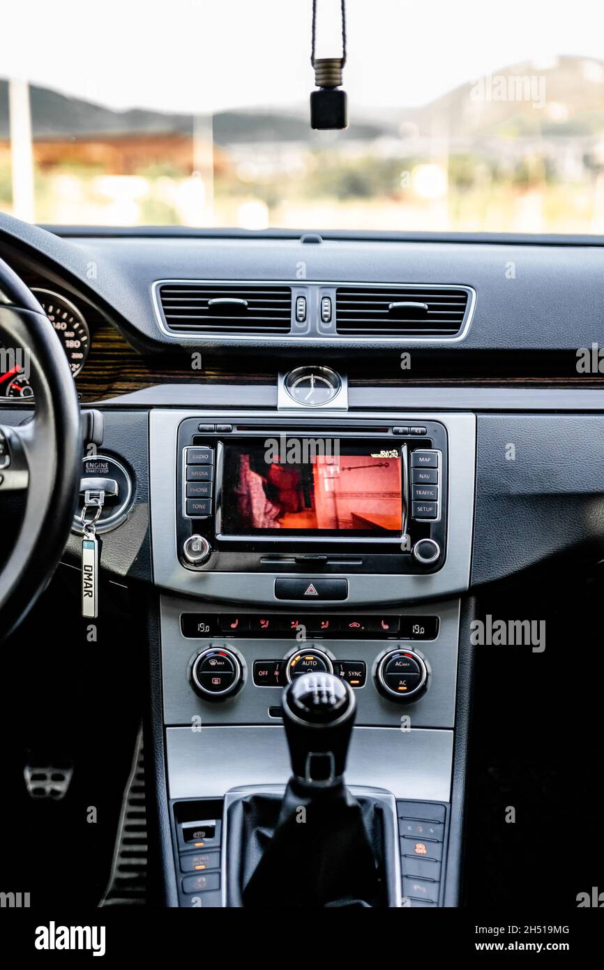 Vertical shot of the control panel in the car interior Stock Photo - Alamy