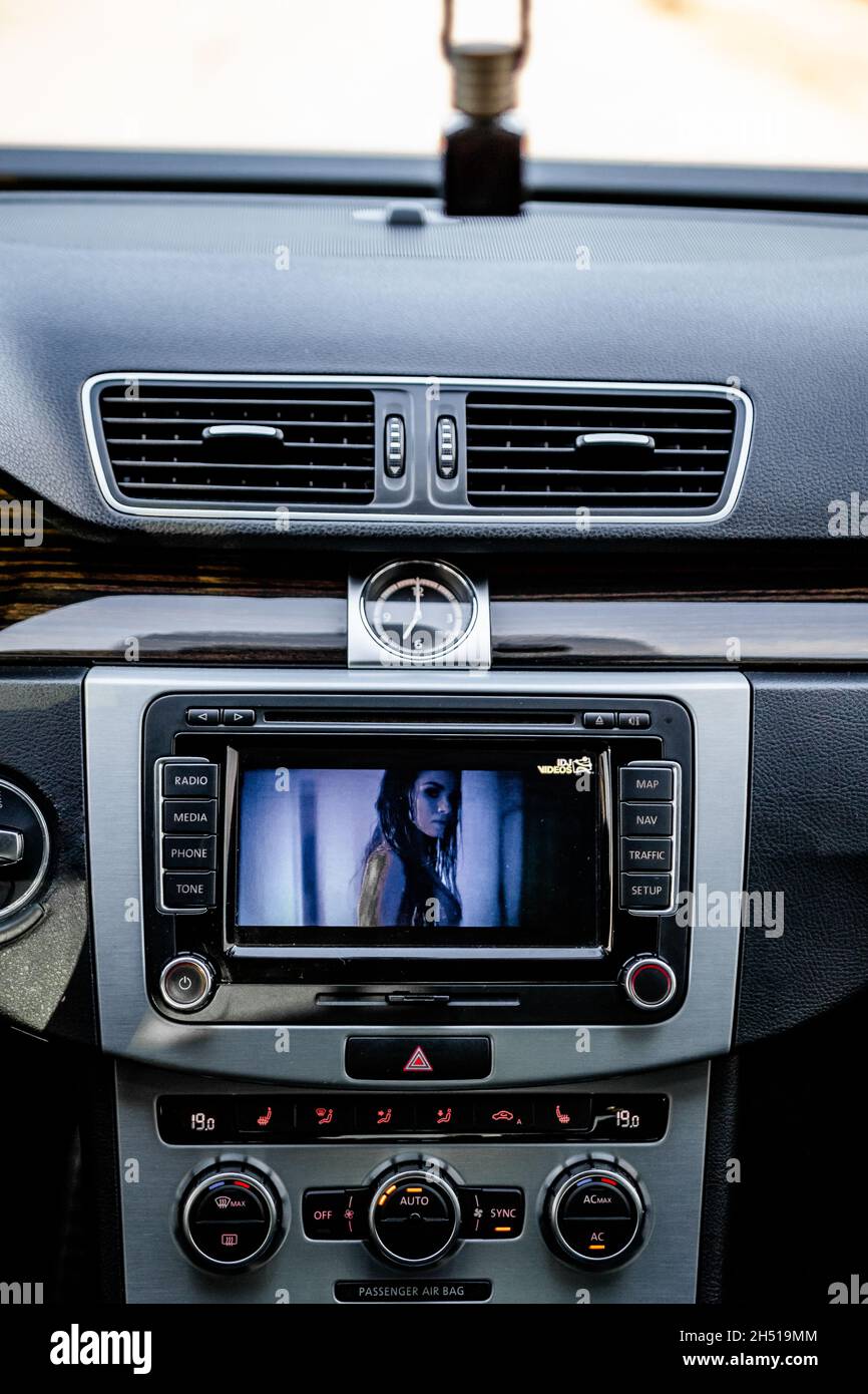 Vertical shot of the control panel in the car interior Stock Photo - Alamy