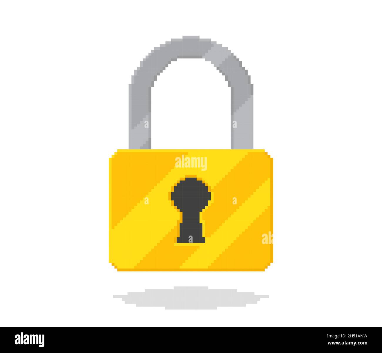 Vector flat design pixel art of padlock. Lock is isolated on white ...