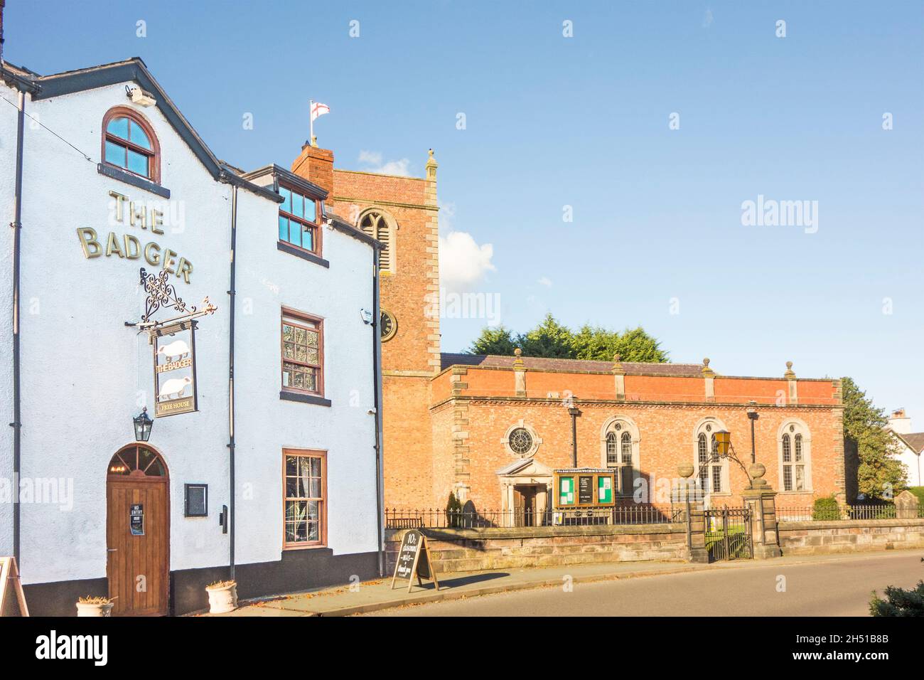 St Bartholomew's parish Church and the Badger public house, in the ...