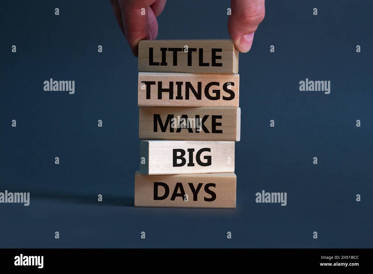 Little things make big days symbol. Wooden blocks with words Little ...