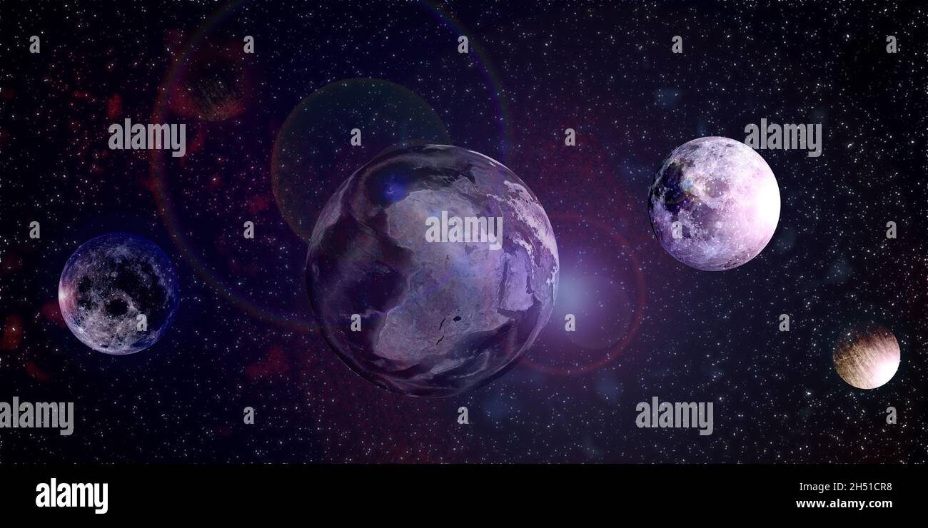 View from space to planet earth, galaxies, stars, cosmic panorama of ...
