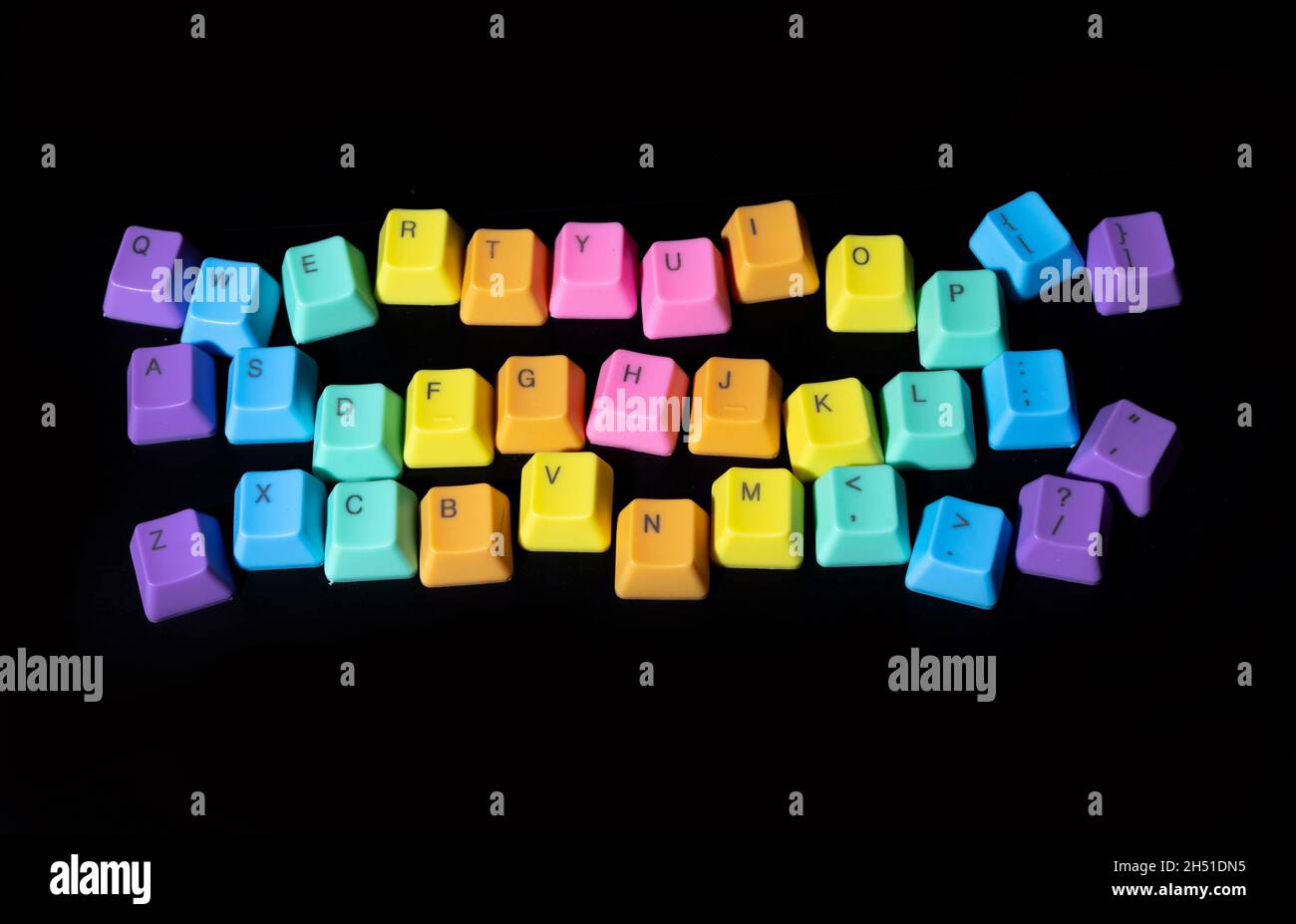 Losse rainbow colours computer keyboard keys Stock Photo - Alamy