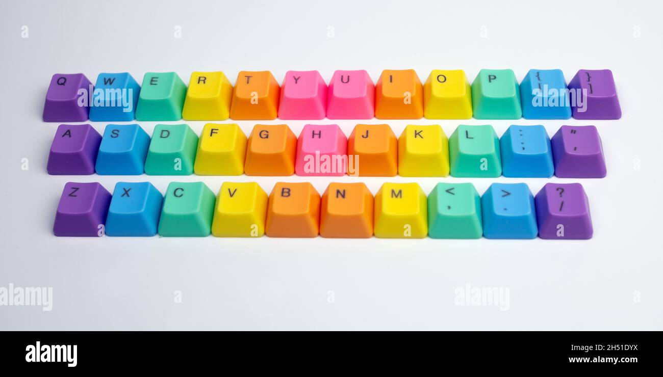 Losse rainbow colours computer keyboard keys Stock Photo - Alamy