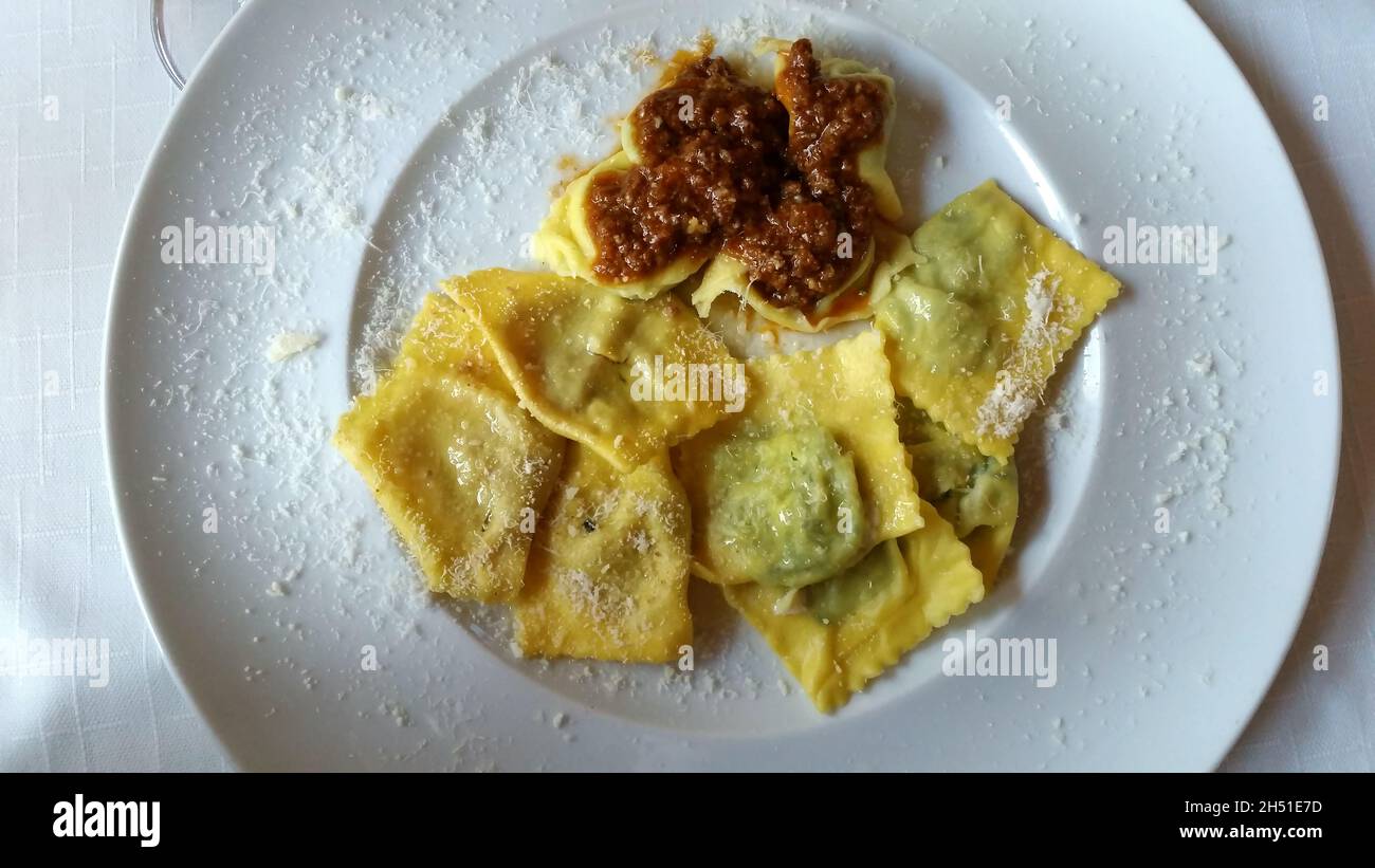 Authentic Italian Dining. Ravioli Bolognese Stock Photo - Alamy