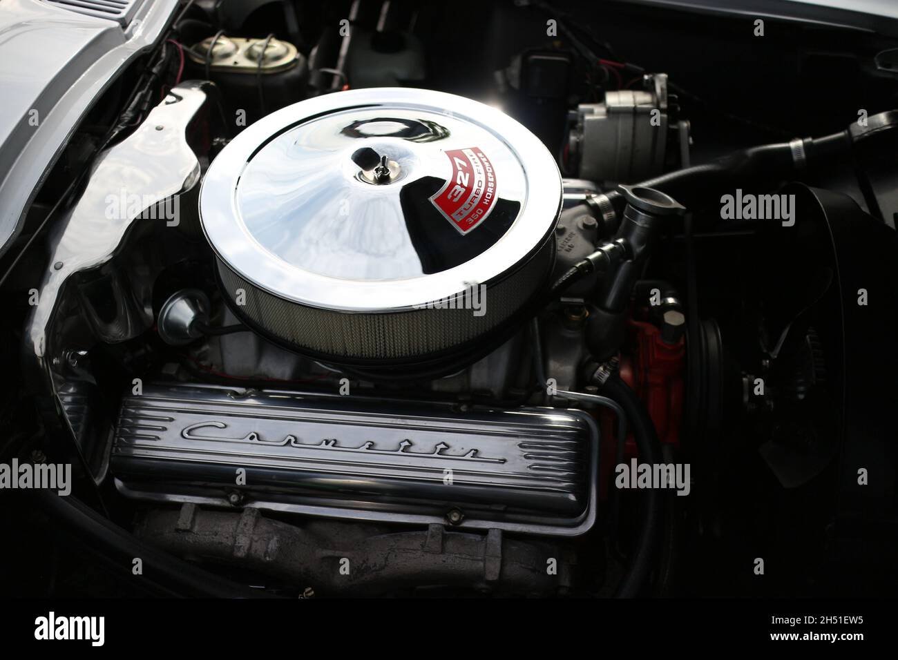 KANSAS CITY, UNITED STATES - May 01, 2015: A Corvette V8 engine 327 ...