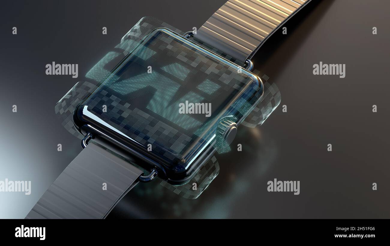 a smartwatch and a hologram (3d rendering Stock Photo - Alamy