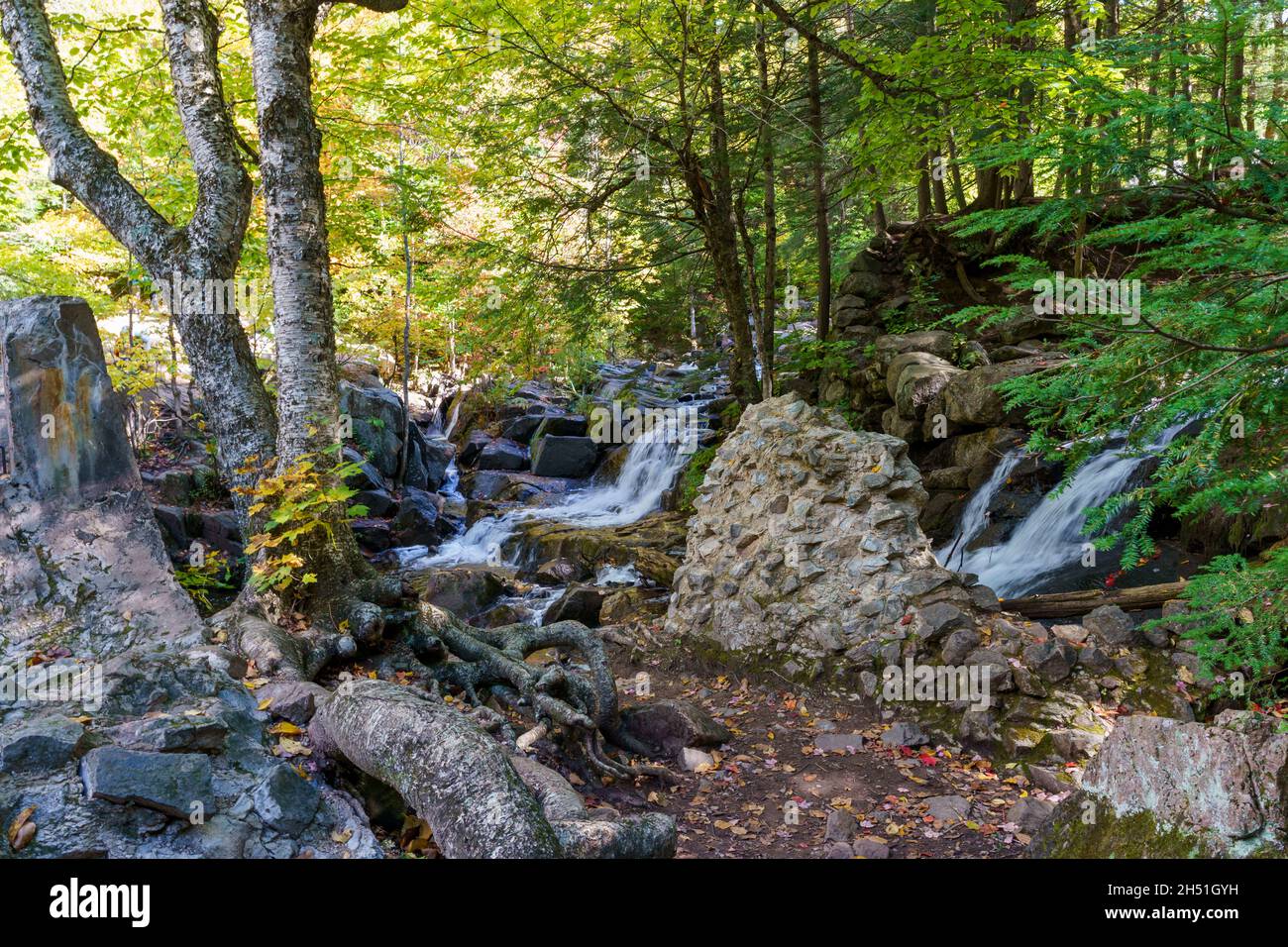 Nature landscape of the Carbide Wilson Ruins waterfall during midday ...