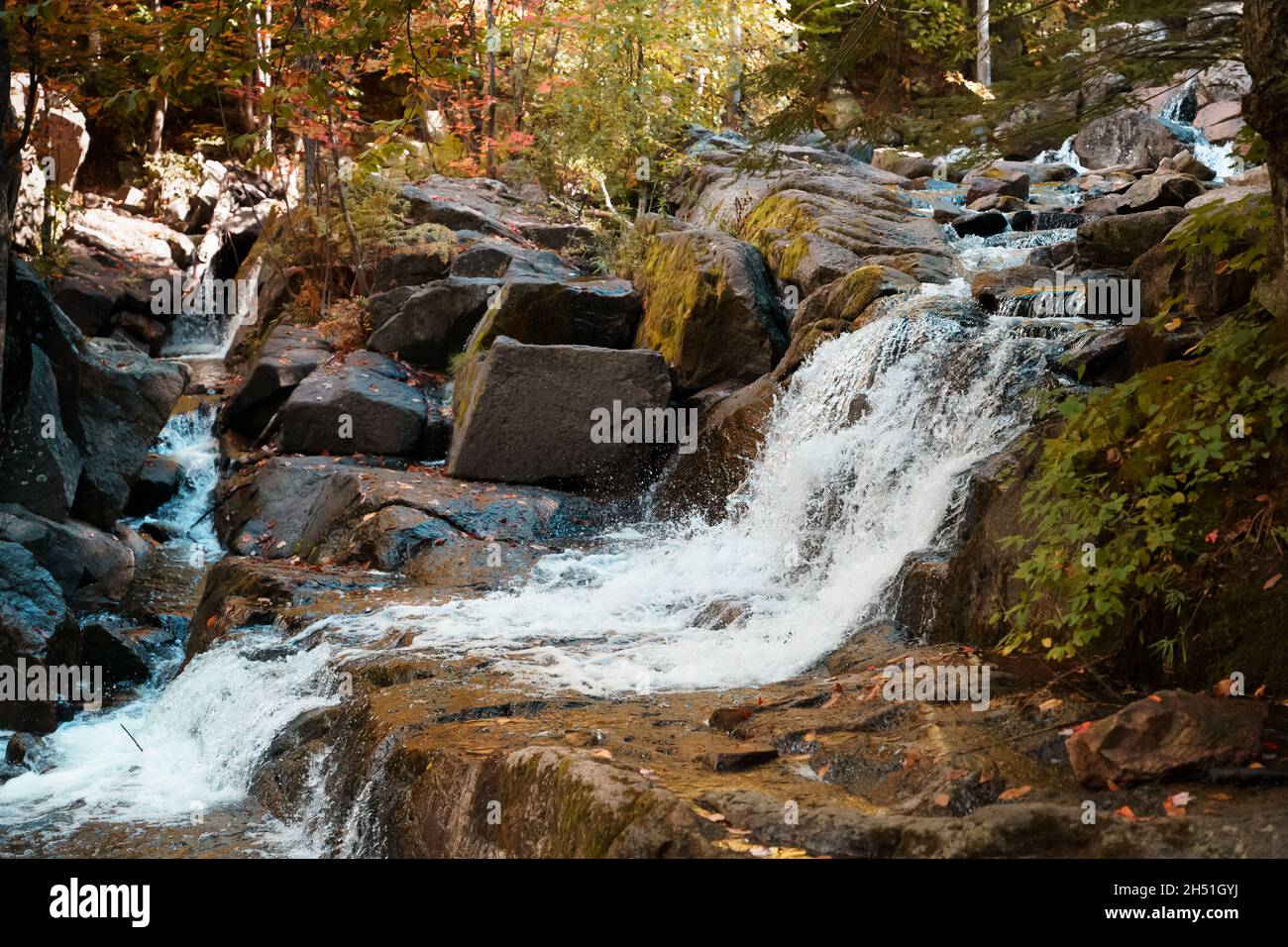 Nature landscape of the Carbide Wilson Ruins waterfall during midday ...