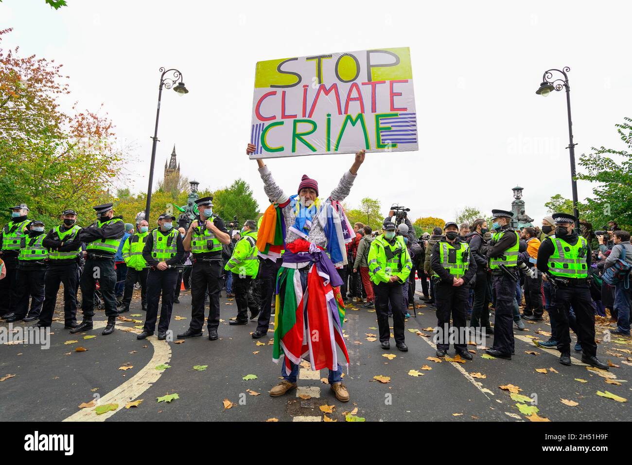 Glasgow, Scotland, UK. 5th November 2021. Demonstrators on a Fridays For Future march on a ...