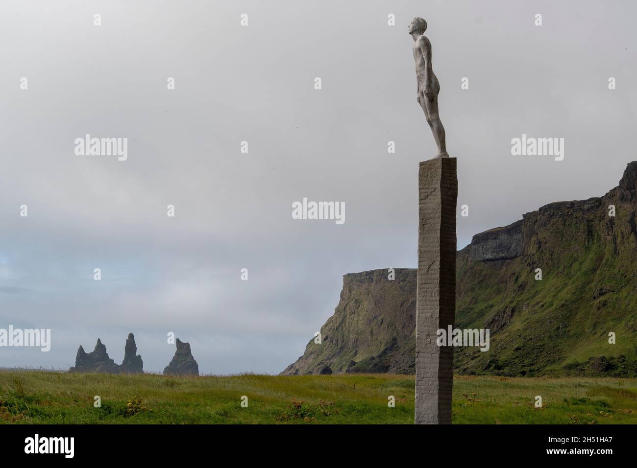 Landscape of Friendship statue in cloudy sky in Vik Stock Photo - Alamy