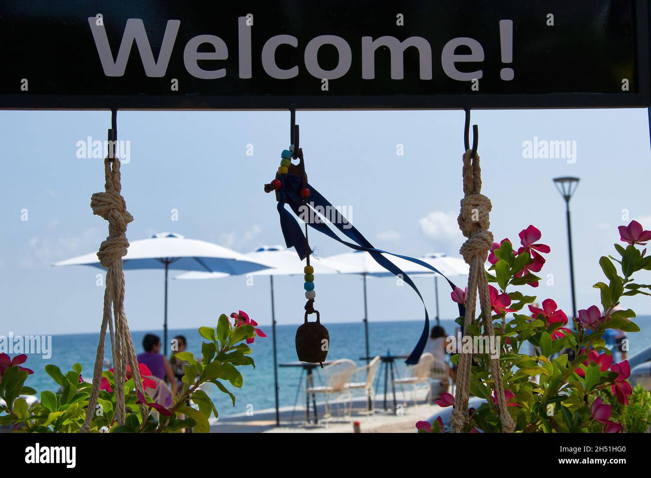 Greece beach sign sun beach summer hi-res stock photography and images ...