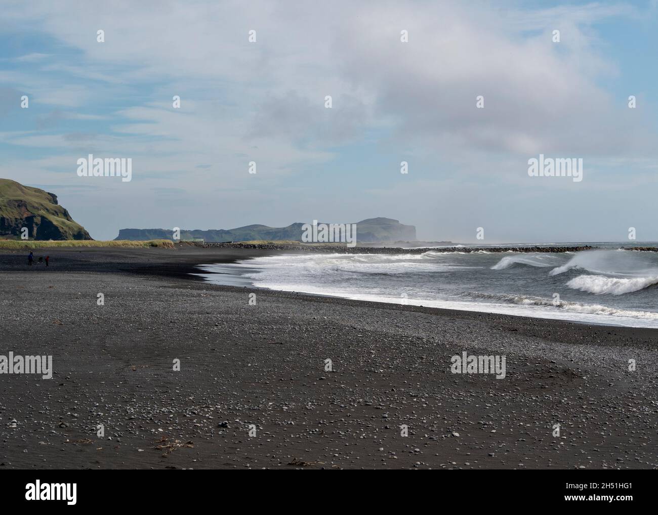 Cloudy landscape of cliffs and Black Sand Beach in Vik Stock Photo - Alamy