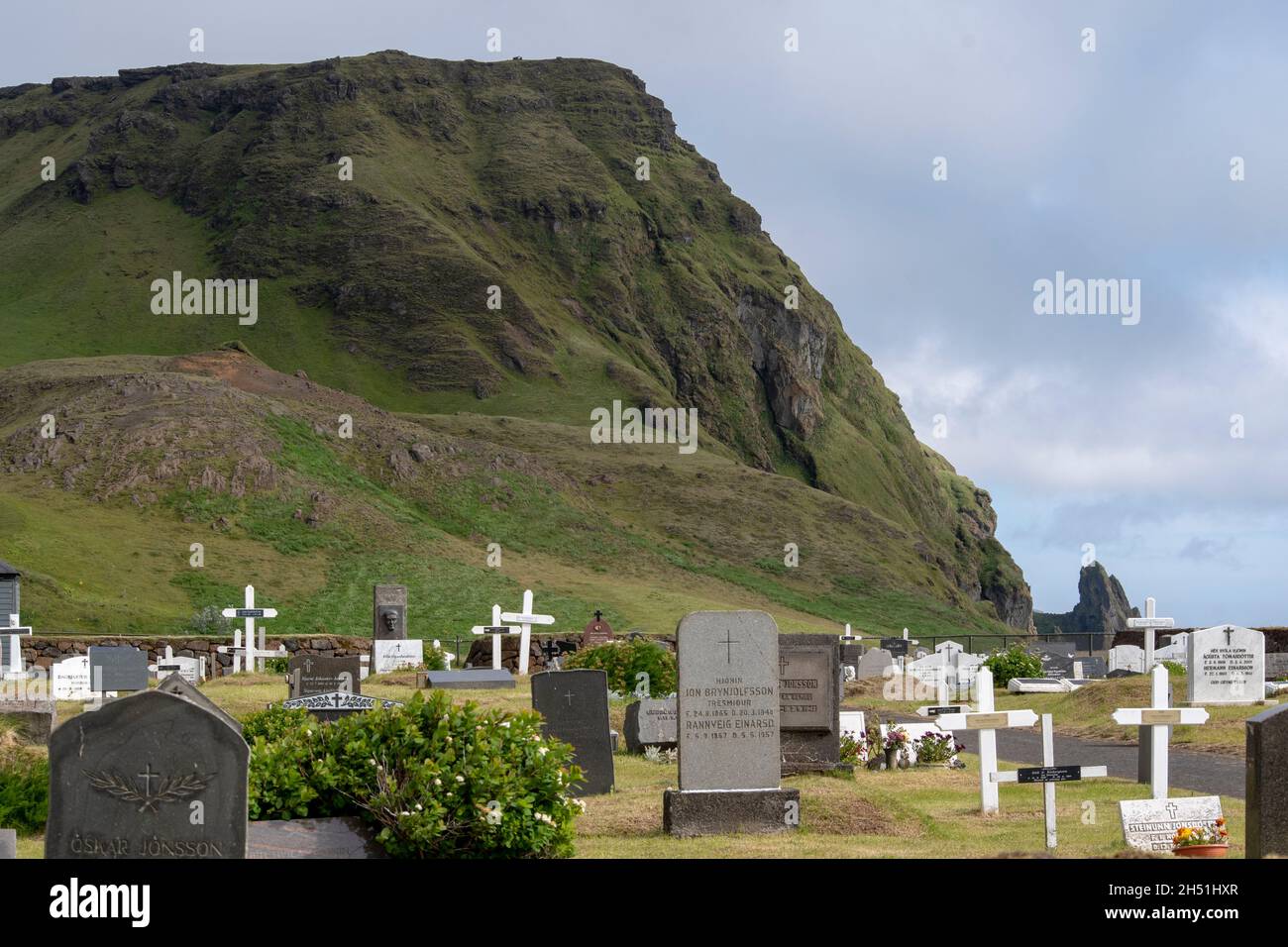 Landscape of cemetery on the hill in Vik Stock Photo - Alamy