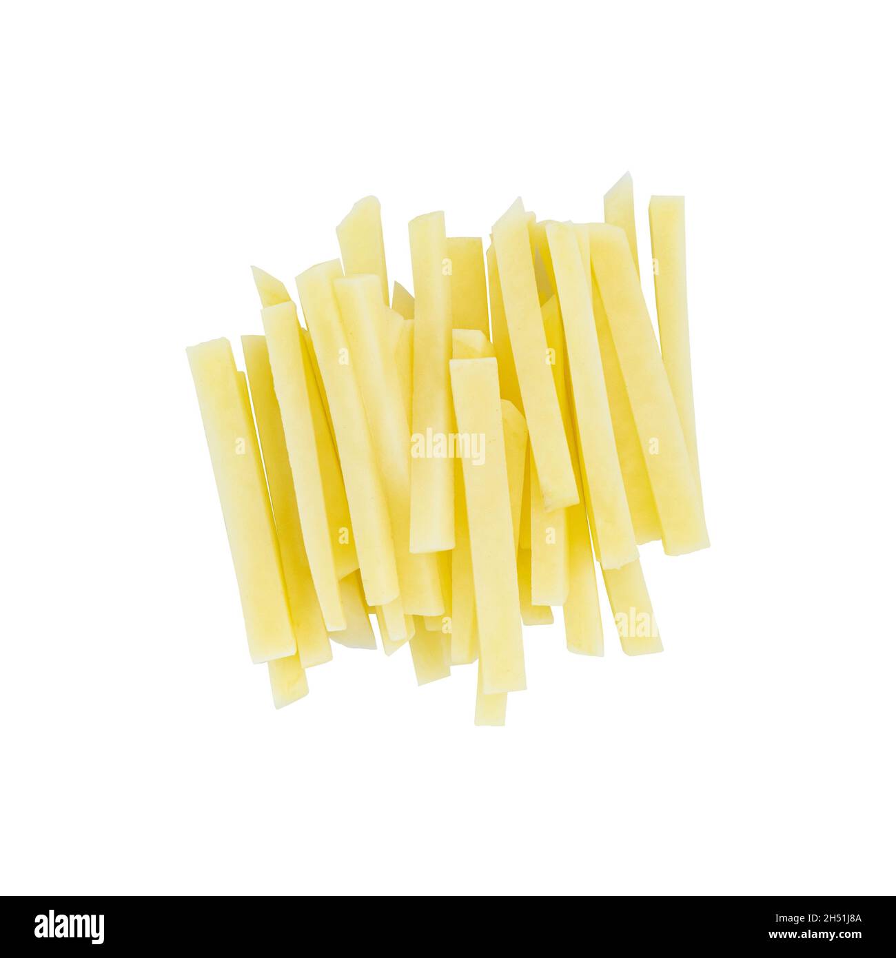 raw potato sliced strips prepared for french fries isolated on white ...