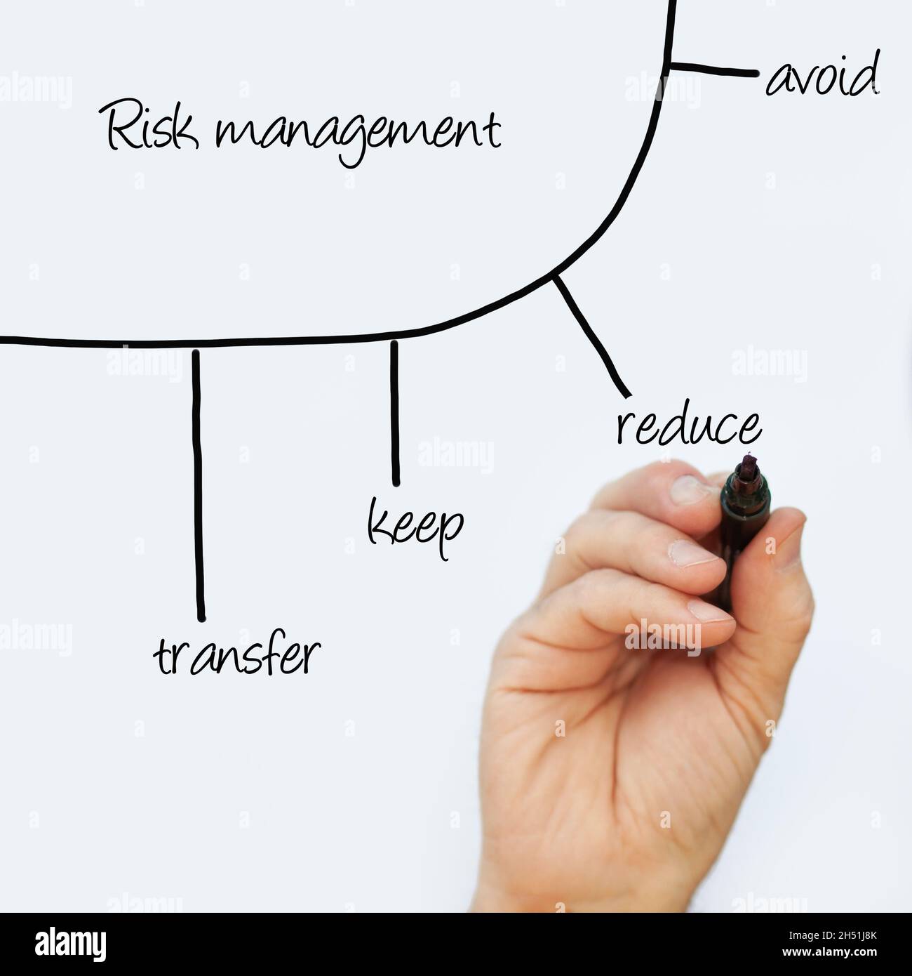 Hand on the whiteboard outlines the principles of risk management such ...