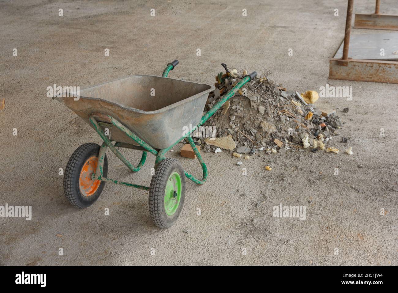 Construction trolley for cleaning at a construction site. Tool for ...