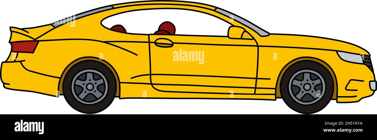 the vectorized hand drawing of a yellow car Stock Vector Image & Art ...