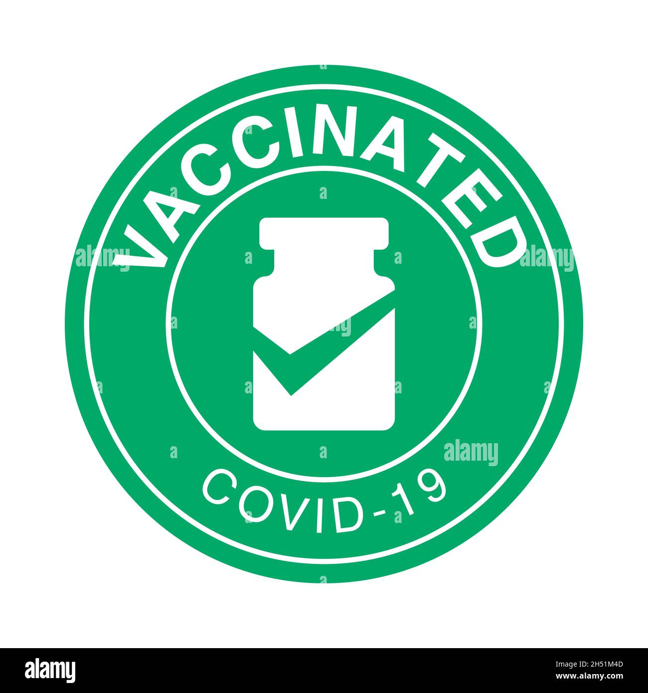 Vaccinated COVID-19. Vaccination information announcement label ...