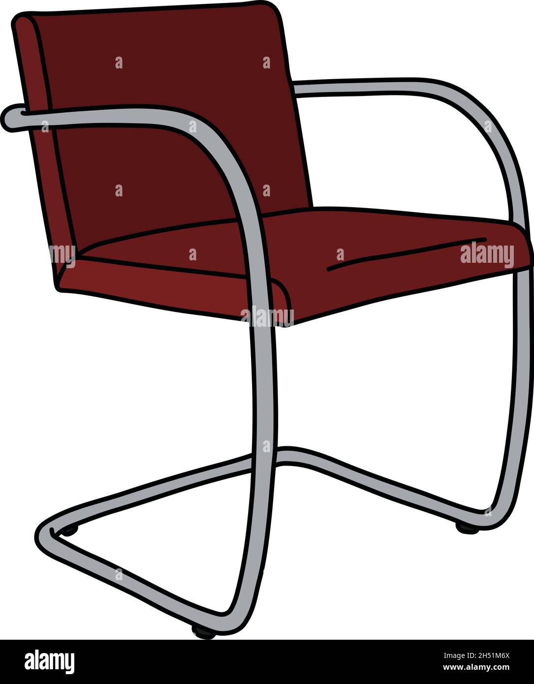 The vectorized hand drawing of a red metal simple design chair Stock ...