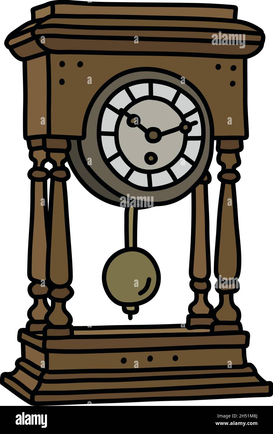 The vectorized hand drawing of a retro desktop pendulum clock Stock ...