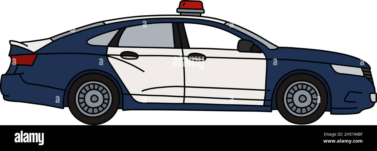 The vectorized hand drawing of a big police car, not a real model Stock ...