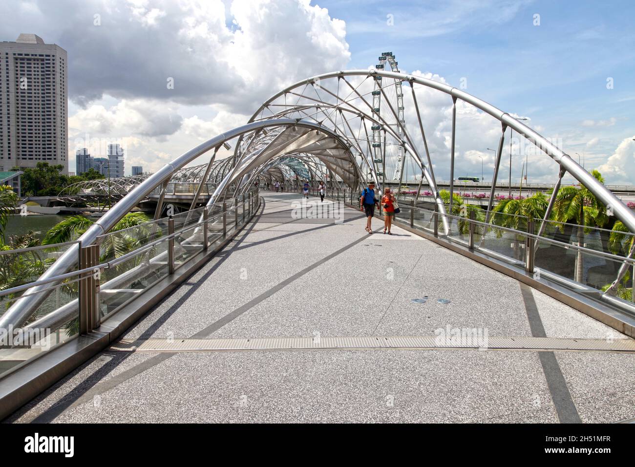 A view of the Helix Bridge, previously known as the Double Helix Bridge ...