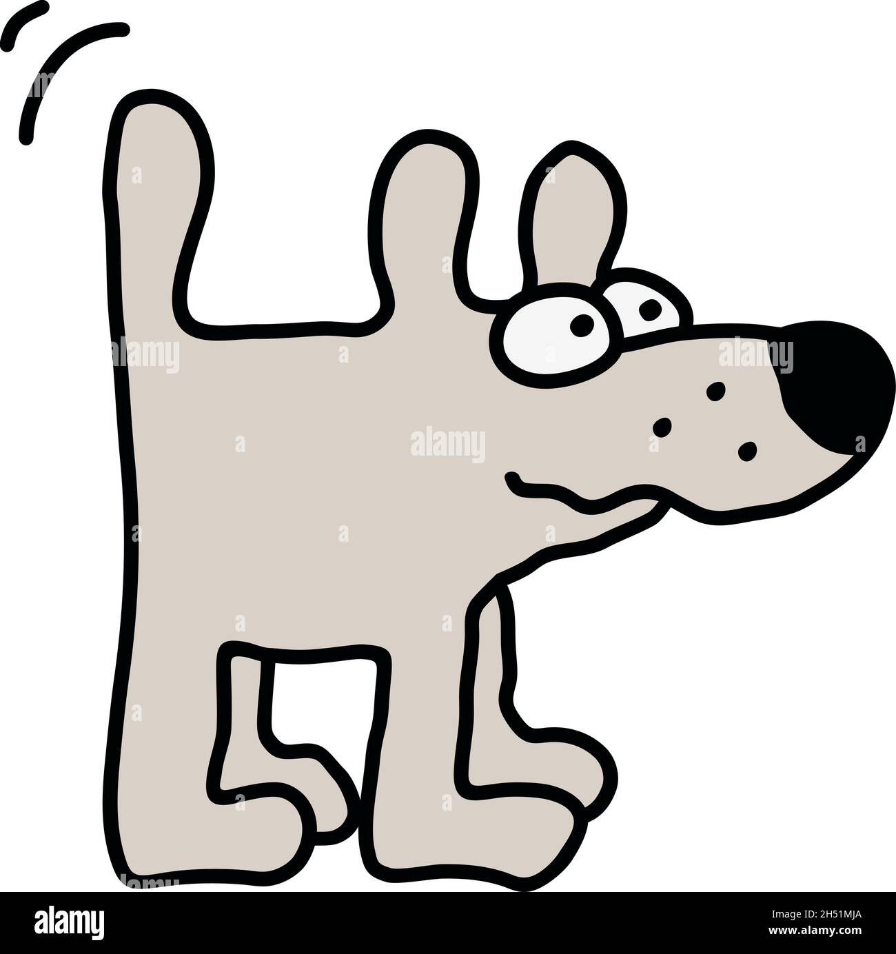 The vectorized hand drawing of a funny white dog Stock Vector Image ...