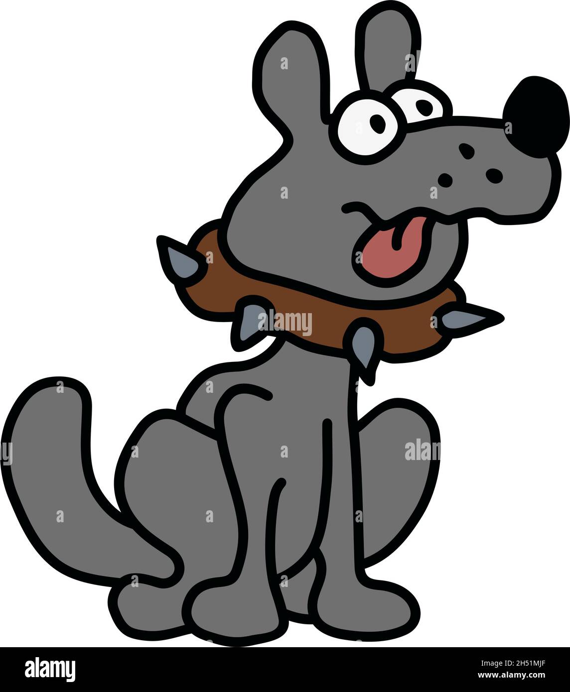 The vectorized hand drawing of a funny gray dog Stock Vector Image ...