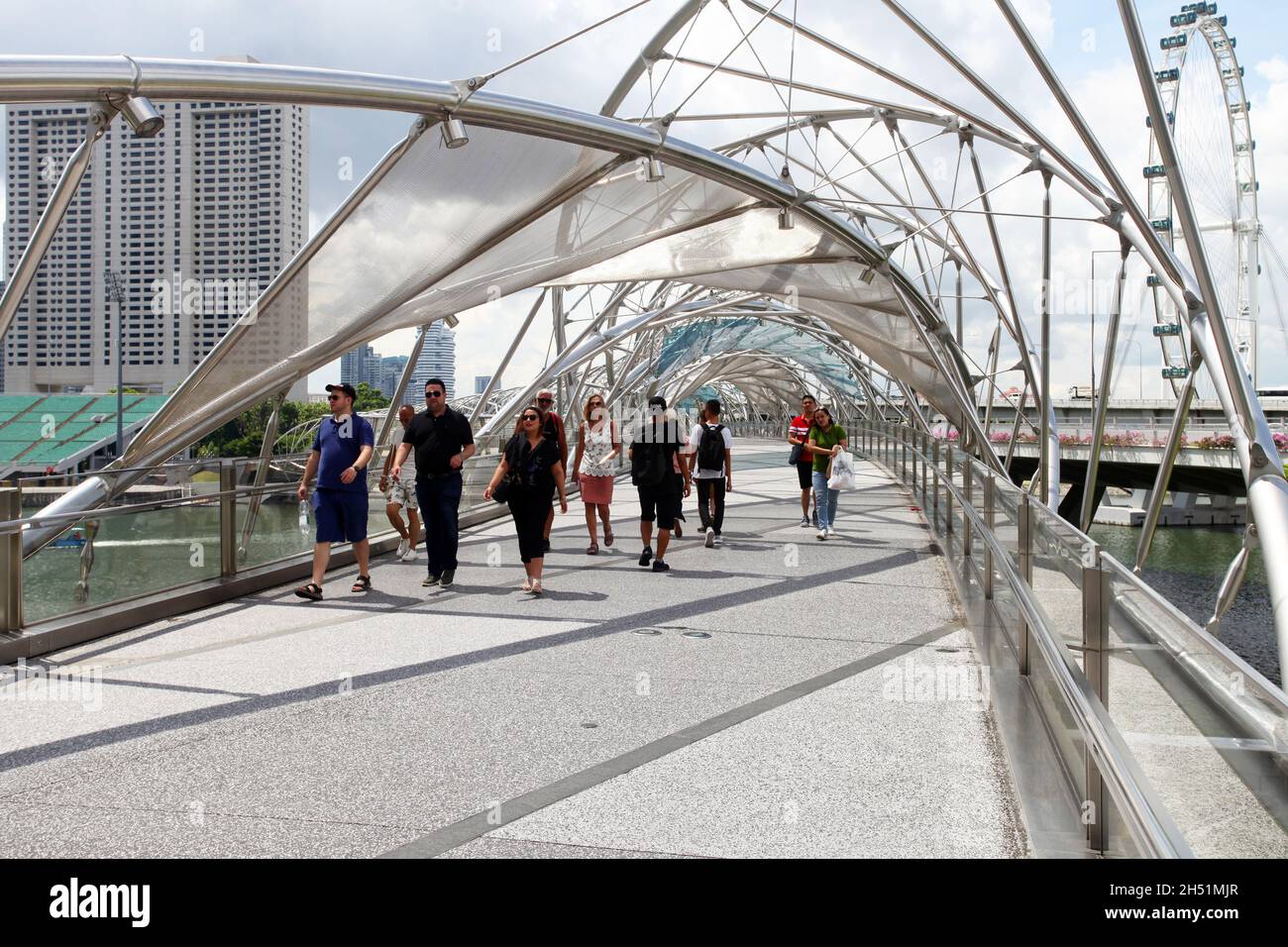 A view of the Helix Bridge, previously known as the Double Helix Bridge ...