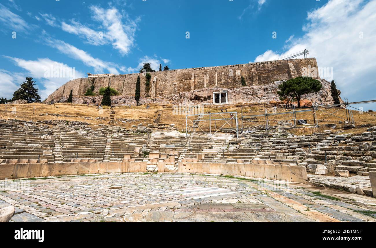 Theater of Dionysus overlooking Acropolis, Athens, Greece, Europe ...
