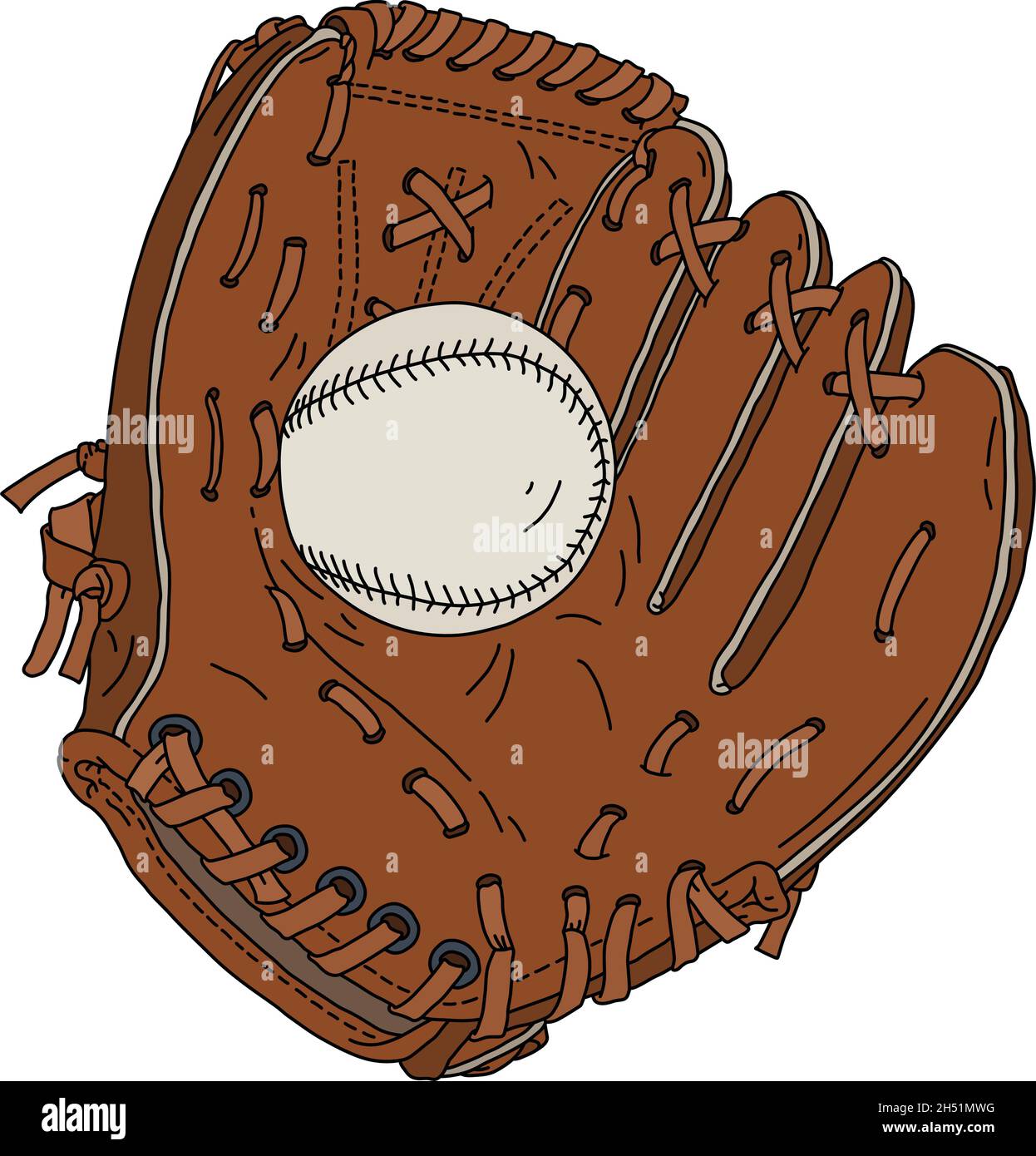 How To Draw A Cartoon Baseball Glove