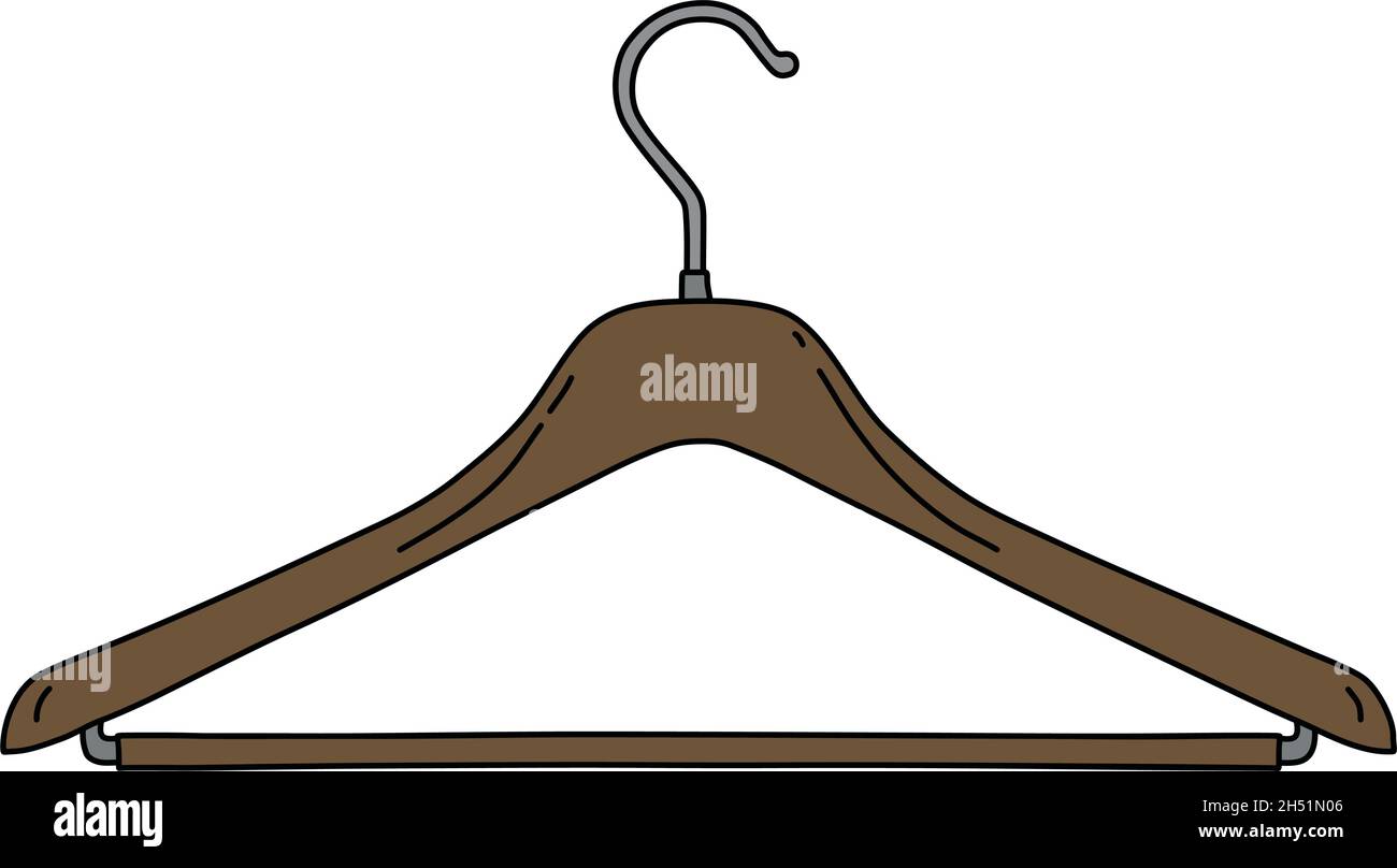 The vectorized hand drawing of a classic wooden hanger Stock Vector ...