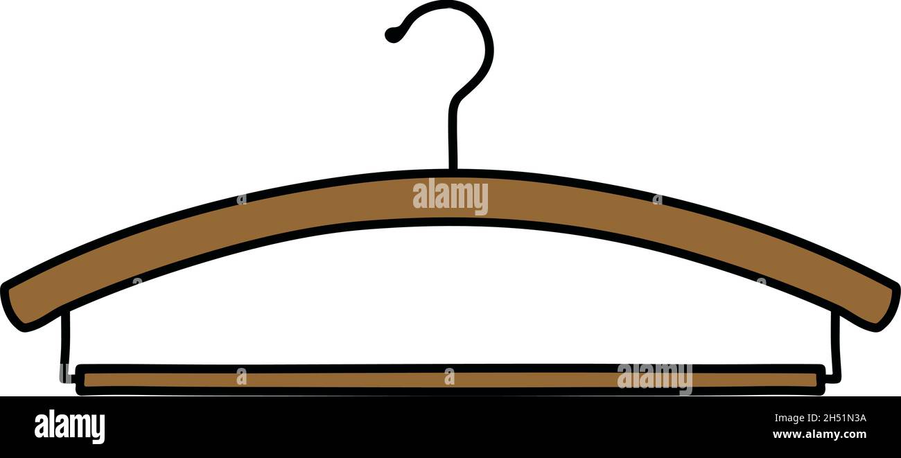 The vectorized hand drawing of a classic wooden hanger Stock Vector ...