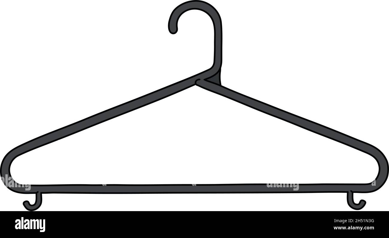 The vectorized hand drawing of a simple black plastic hanger Stock ...