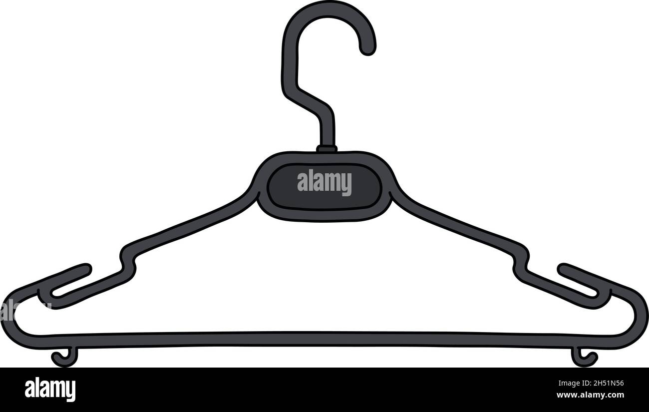 The vectorized hand drawing of a simple black plastic hanger Stock ...