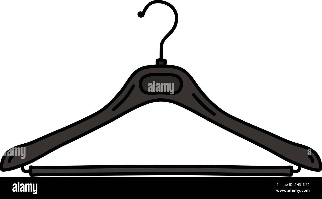 The vectorized hand drawing of a black plastic hanger Stock Vector ...