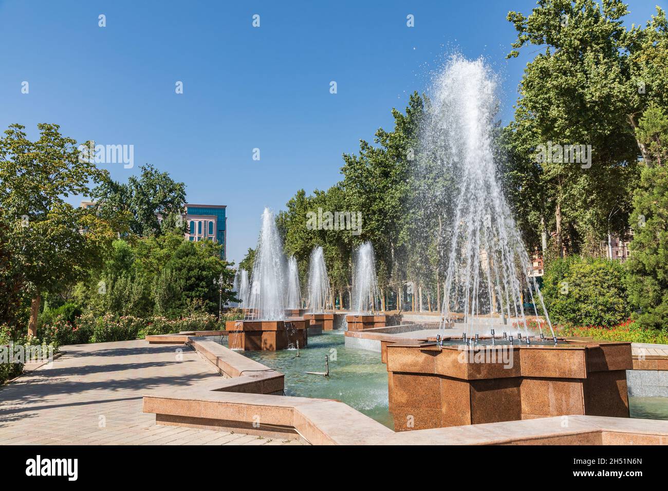 Dushanbe, Tajikistan. The Rudaki Park Fountain in Dushanbe Stock Photo ...