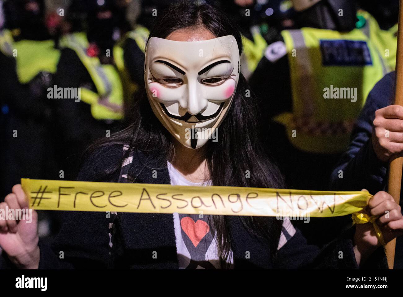 London, UK. 05th Nov, 2021. A person dressed up with an Anonymous mask ...