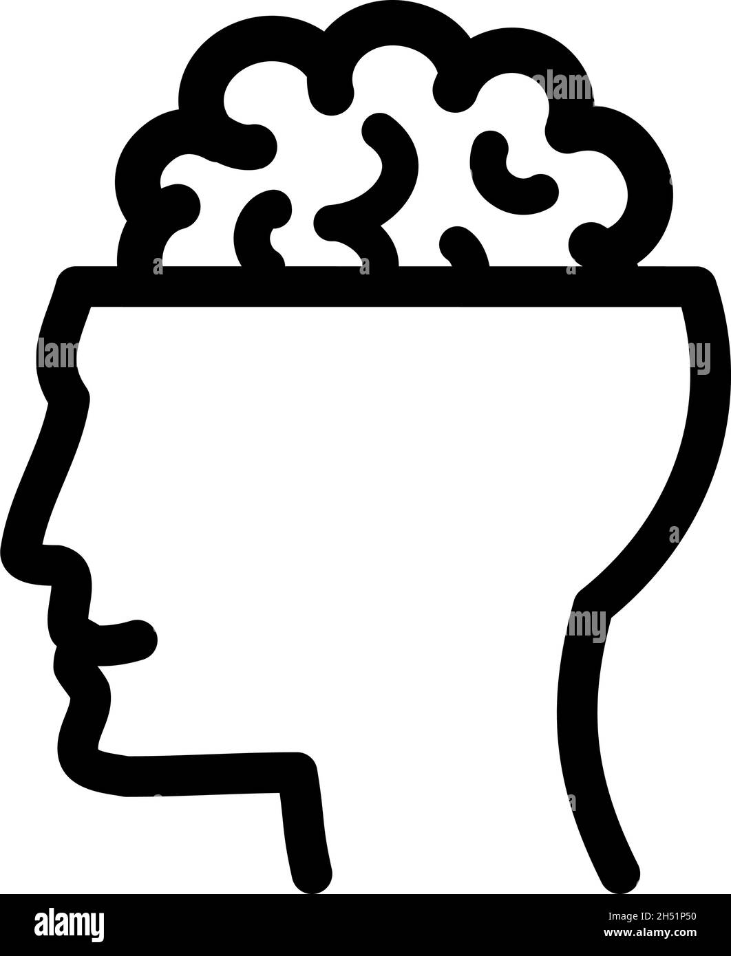 Vector Illustration of Human Brain in Black and White Color Stock ...