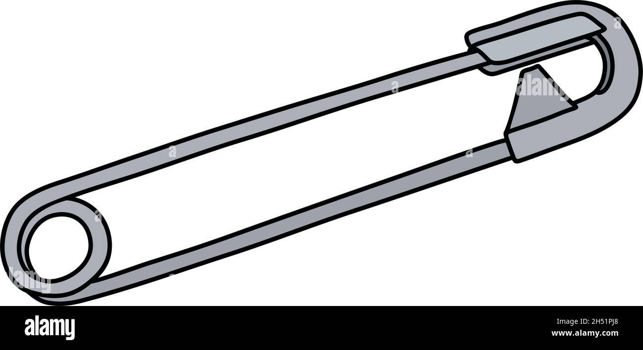 The vectorized hand drawing of a classic steel safety pin Stock Vector ...