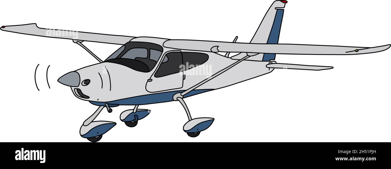 The vectorized hand drawing of a small high wing propeller monoplane ...